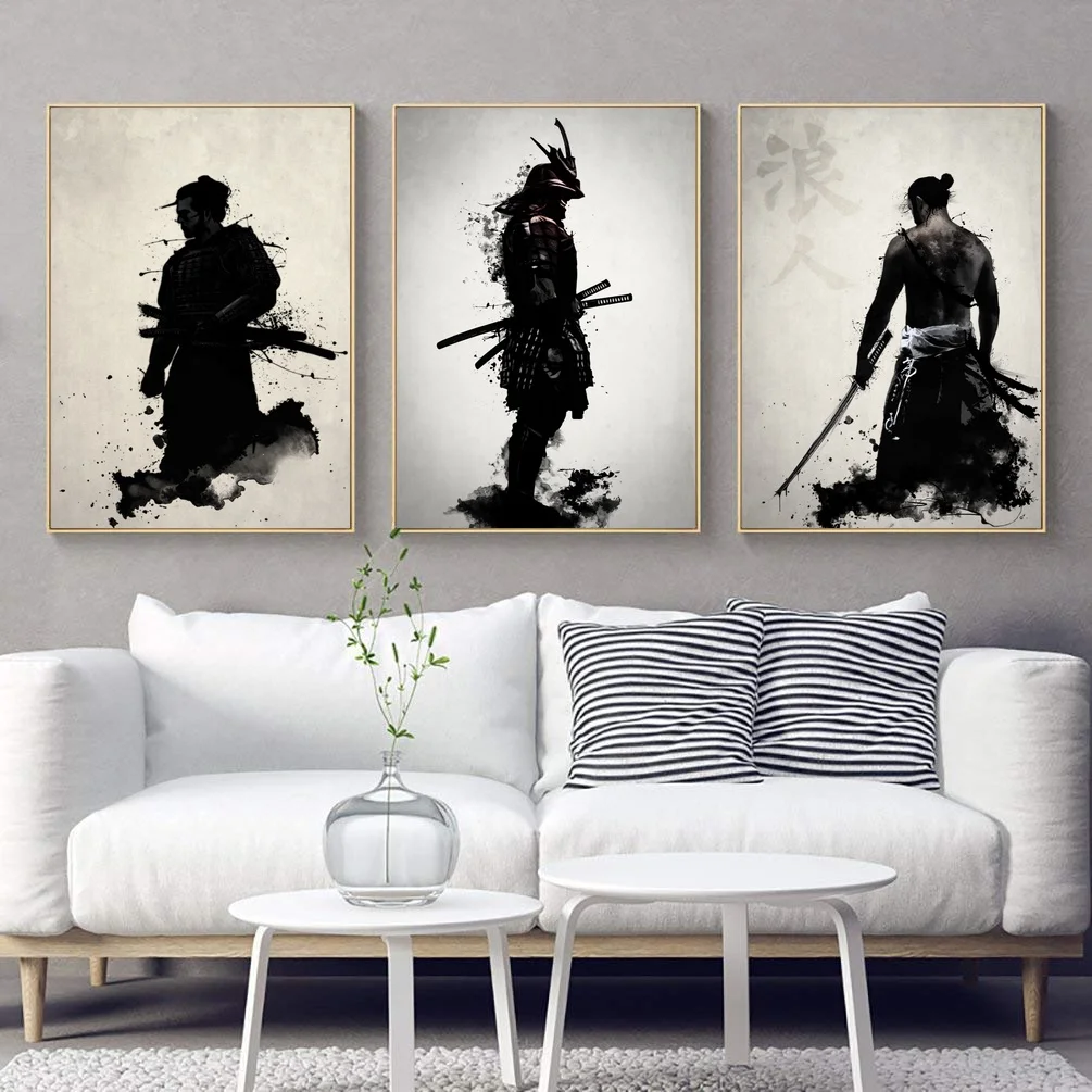 New Fashion Armored Samurai Poster Wall Art Canvas Painting Print ...