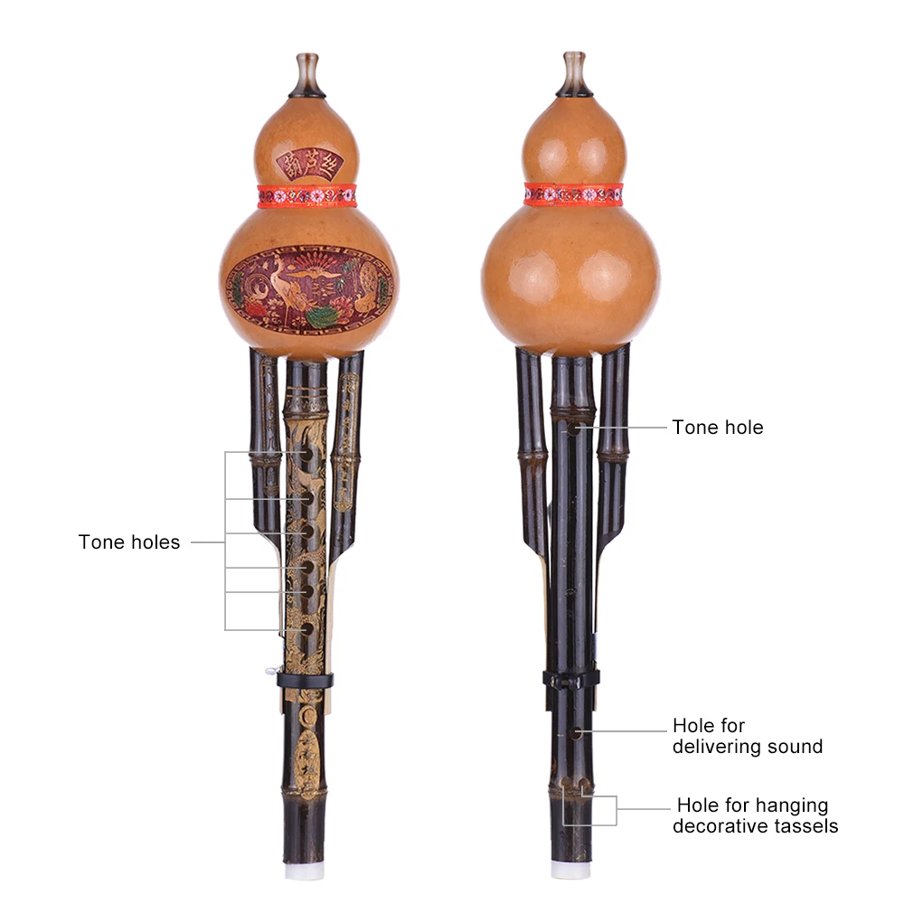 Hecho A Mano Chino Hulusi Negro De Bambú Calabaza Cucurbitáceas Flauta ...