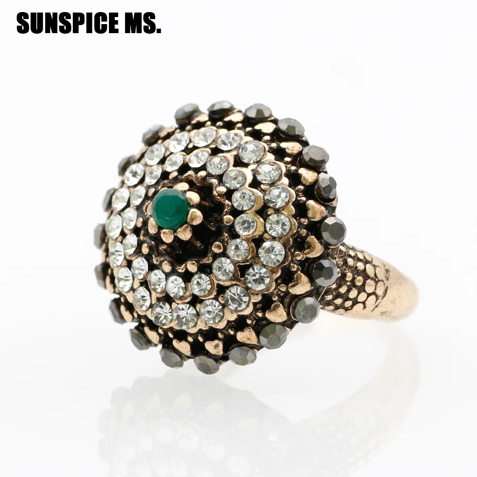 SUNSPICE MS. Роскошные турецкие полный стразы кольцо Винтаж с украшением в виде кристаллов ...