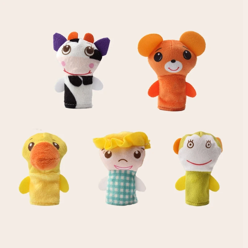 5pcs Kawaii Cartoon Finger Puppets Stuff Animals Farmer Hedgehog Puppet ...