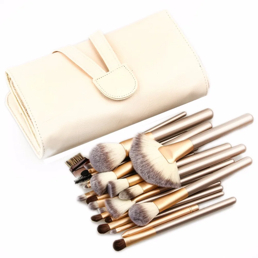 18/24pcs/set Beige Makeup Brushes Set Cosmetics Brush Eyebrow Eye Brow ...