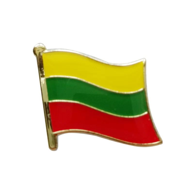 Lithuania country flag lapel pin badge+Iron plated brass+paints+epoxy ...