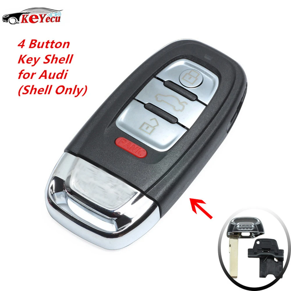 Keyecu 4 Button Replacement Smart Remote Key Shell Case Fob For Audi