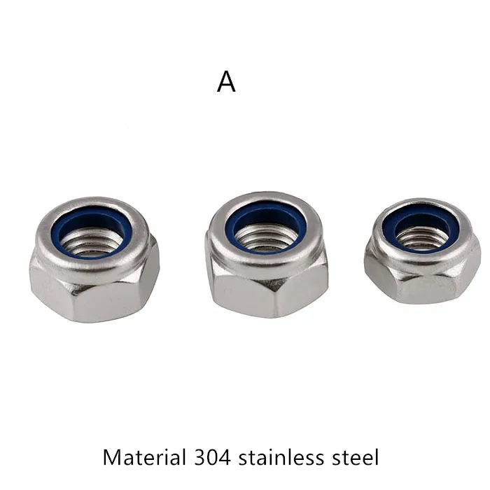 304 stainless steel locknut M2 M2.5 M3 M4 M5 M6 M8 M10 M12 DIN985 nylon ...