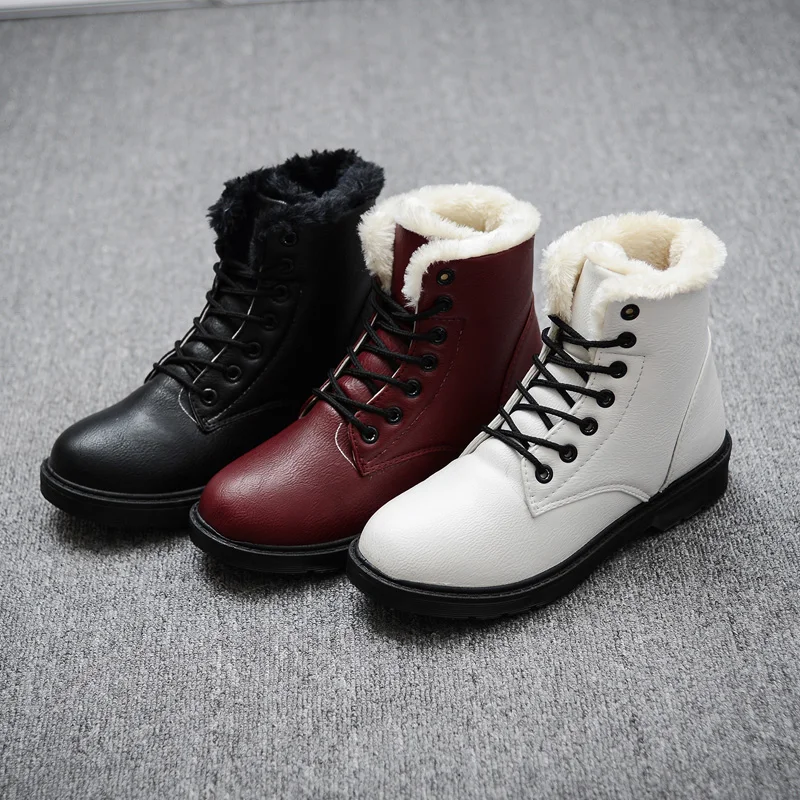 Купить 2018 мода женские меховые зимние сапоги зимние теплые кожаные ...