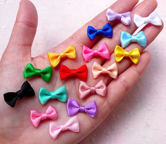 250pcs-Mini-Fabric-Ribbon-Bow-Tie-Tiny-Satin-Bows-20mmx12mm-Mix-Hair ...