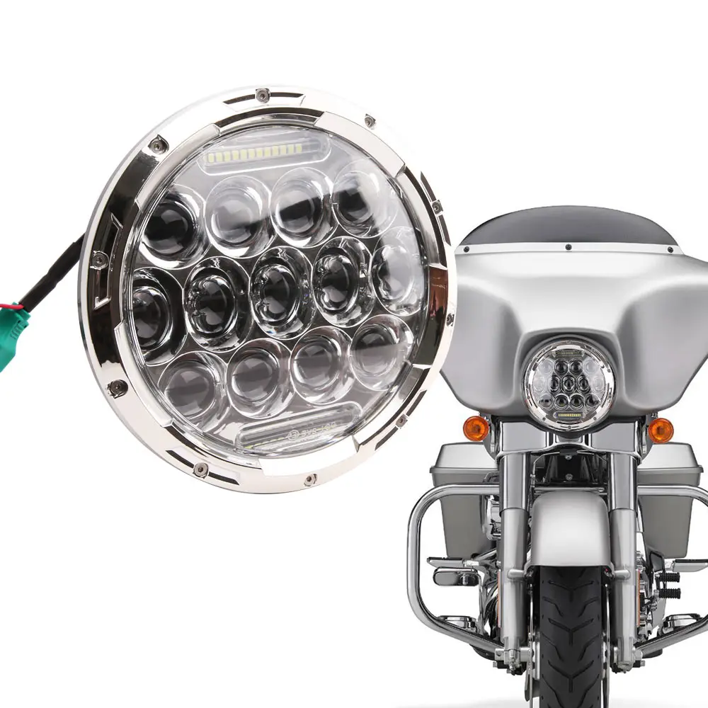 Universal 7 Inch 75W Round LED Projector Headlight Bulb for Harley ...