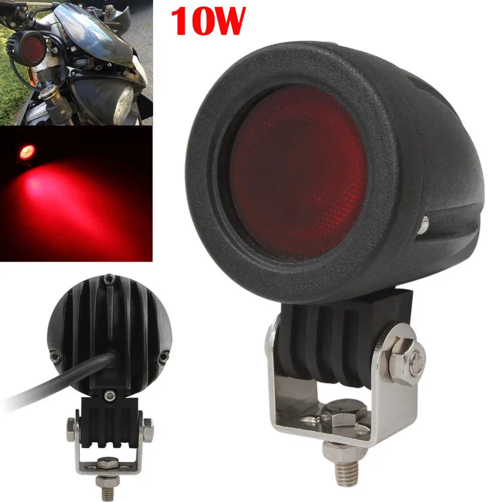 12V/24V 10W 1000LM Red LED Spot Work Light Waterproof Car Driving Fog ...
