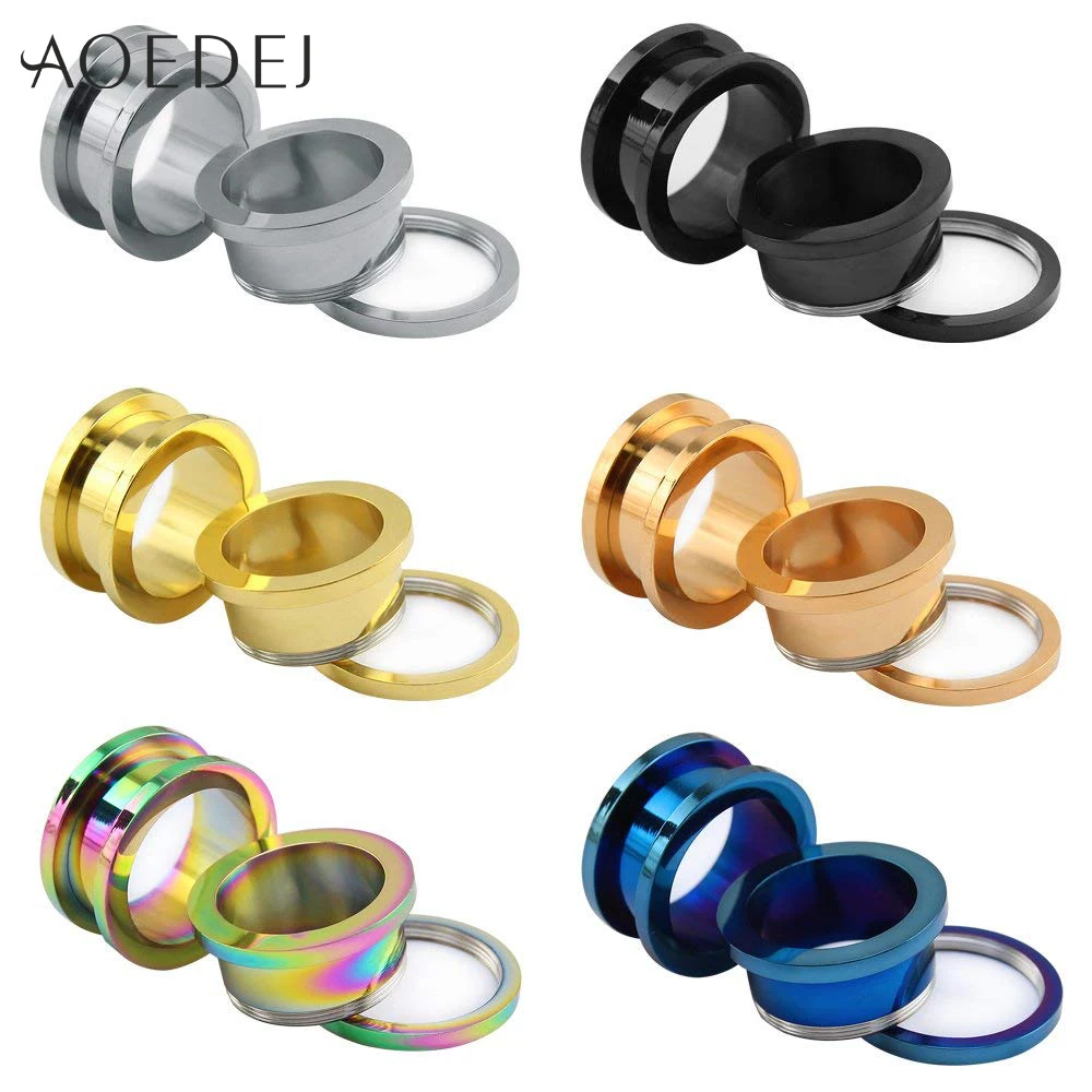 AOEDEJ 2-30mm Stainless Steel Ear Tunnels Plugs Gauges Piercing Jewelry ...