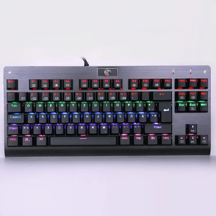 German Layout Mechanical Gaming Keyboard 7 colour LED light Outemu Blue ...