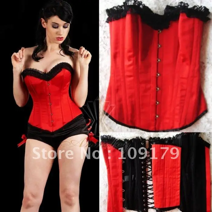 Annzley Corset Custom Sexy Black Lace Fashion Lingerie Red Hourglass
