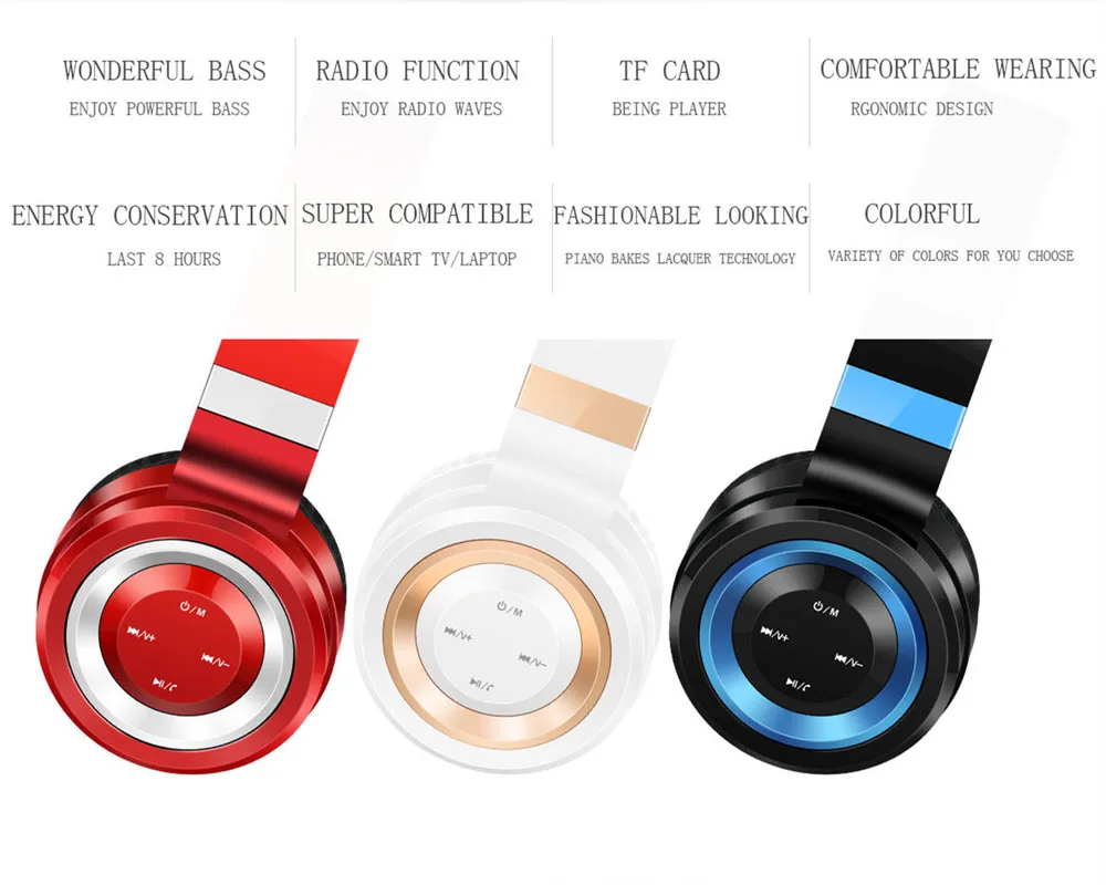 Купить Bluetooth наушники Hi-Fi стерео беспроводные наушники на ухо с ...