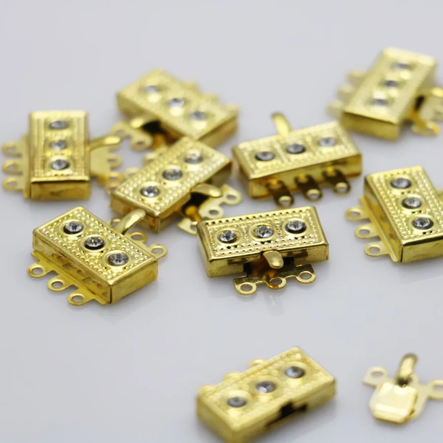 10PCS Accessory buttons Fittings jewelry Rectangle Inlaid Rhinestone ...
