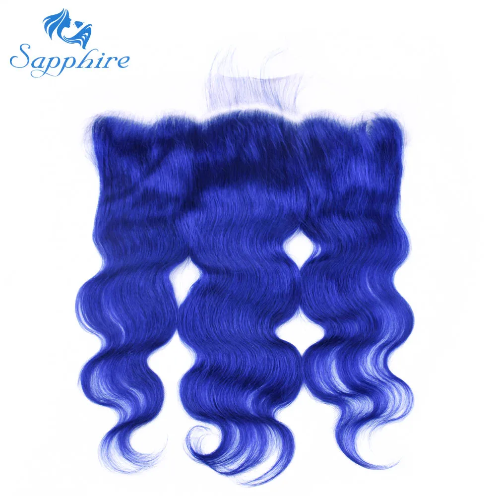 Sapphire Pure Blue Peruvian Body wave Remy Lace Frontal Remy Pre ...
