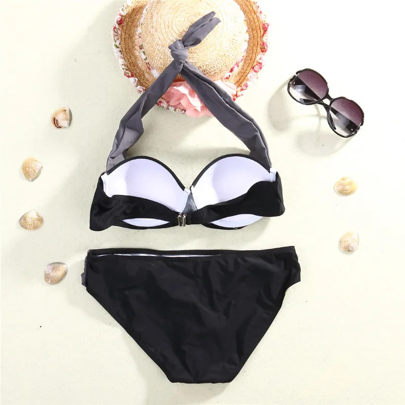 Triangle Push-Up Bandeau Padded Bra Bikini Set Beachwear | Beach ...