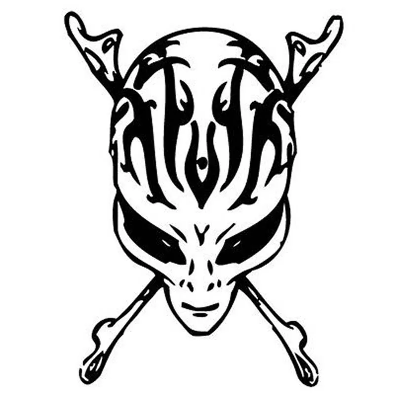 12.2cm*16.5cm Personalized Alien Skull Head Vinyl Decal Motorcycle Car ...