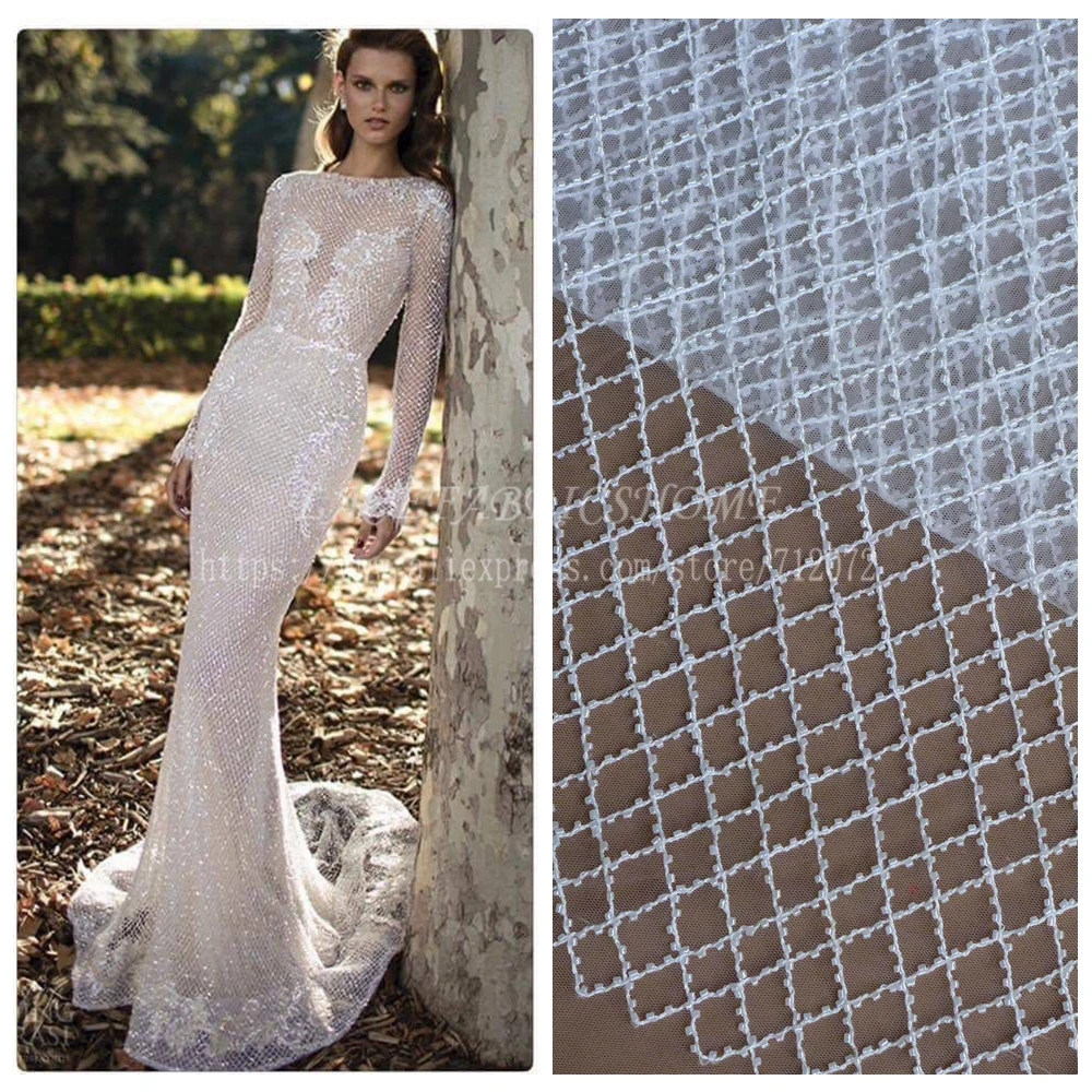 La-Belleza-Off-white-black-wine-beaded-net-wedding-dress-fabric ...