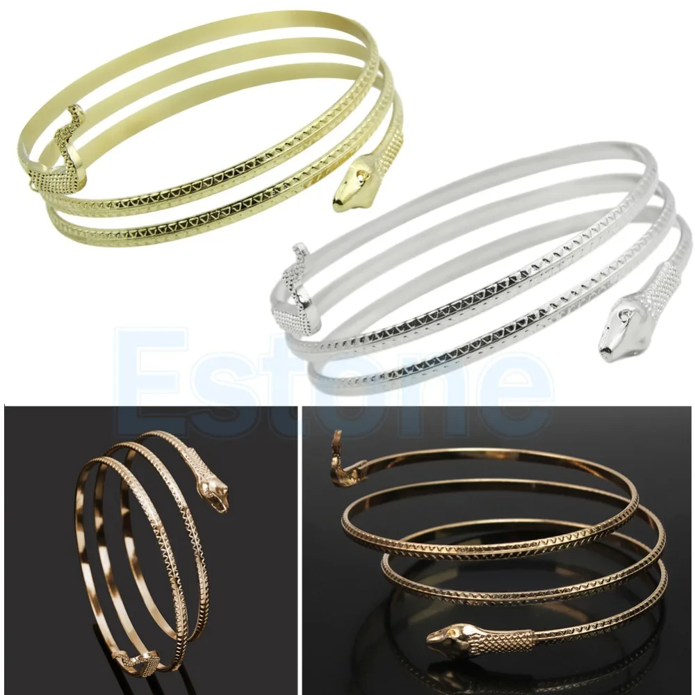 Gold-Silver-Punk-Coiled-Upper-Arm-Cuff-Armlet-Snake-Chain-Bangle ...