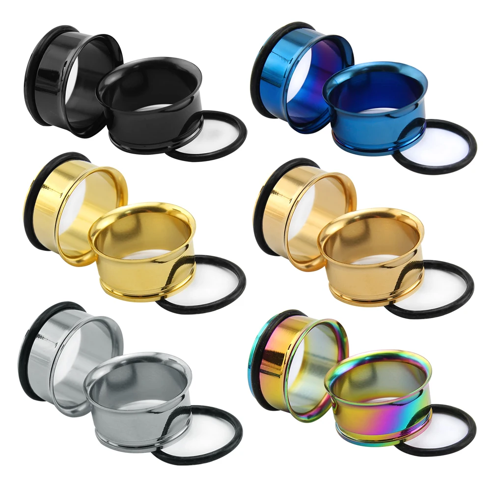 6 Pairs/Lot Stainless Steel Plug Piercing Jewelry Charm Single Flare ...