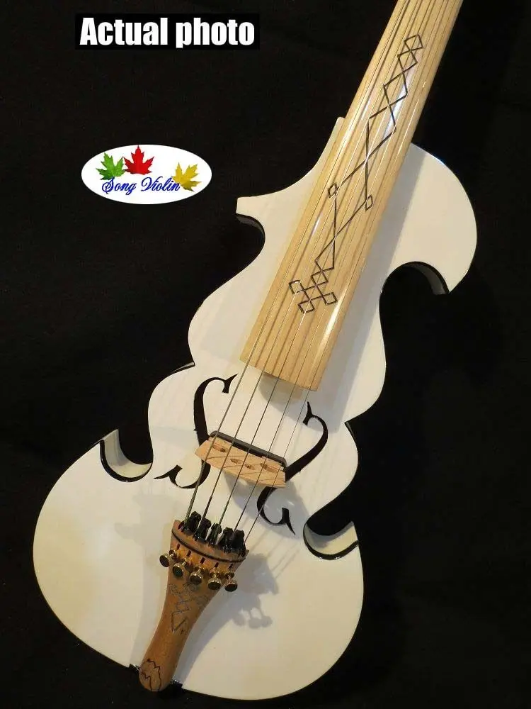 White/Green/Yellow Color Best model 4/4 5 strings electric violin ...