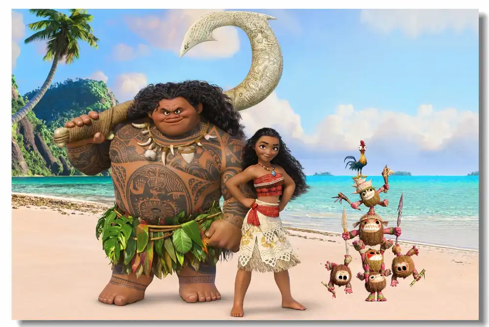 Custom Canvas Wall Decor Vaiana Moana Poster Moana Maui Wall Stickers ...