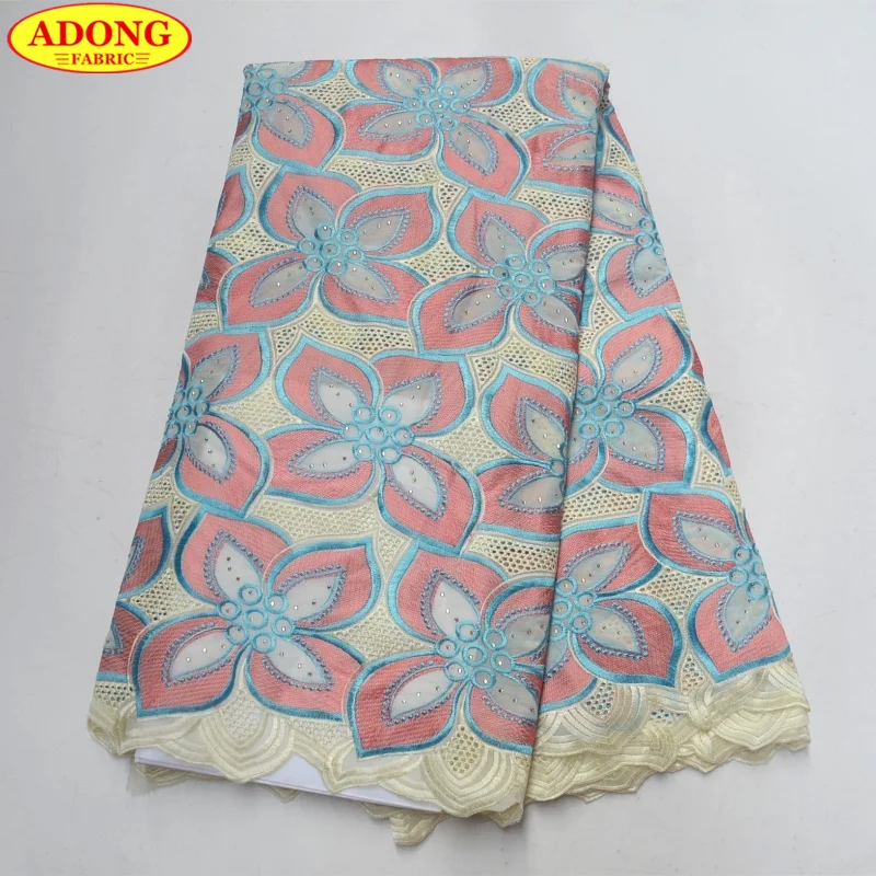 2018 Fashion Mixed Color African Cotton Lace Fabric with Stones Swiss ...