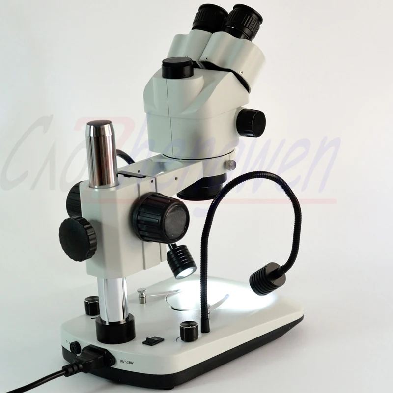 Free Shipping 7X 45X Trinocular Stereo Zoom Microscope Table Stand with ...