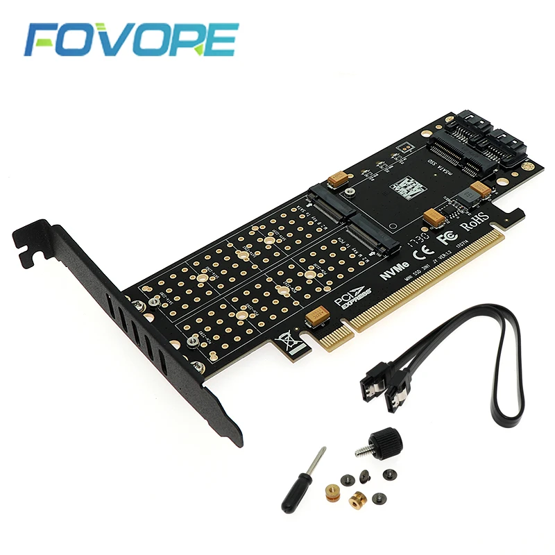 M.2 NVMe SSD NGFF to PCIE 3.0 X16 adapter M Key B Key mSATA PCI Express ...
