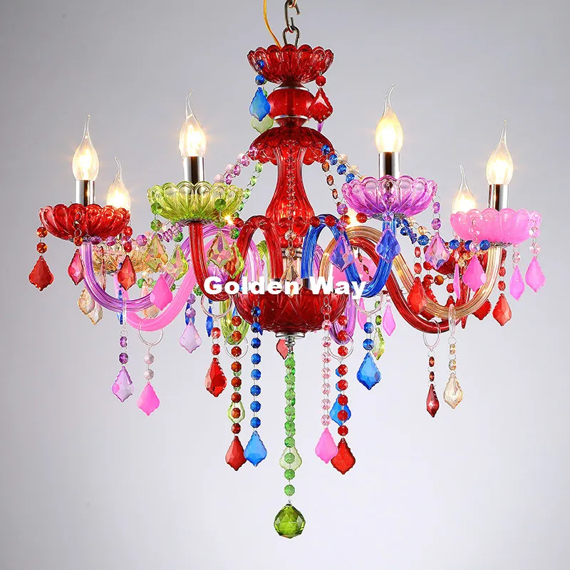 European Art deco Colorful Chandelier Mixed color/Pink/Red/Blue Color ...