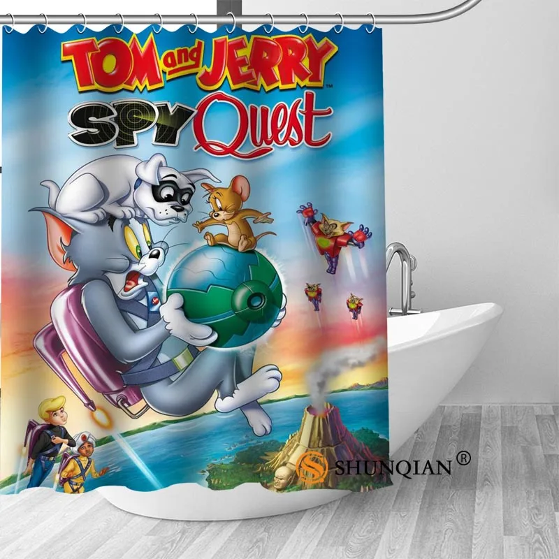 New High Quality Modern Printed Tom and Jerry Shower Curtains Custom ...
