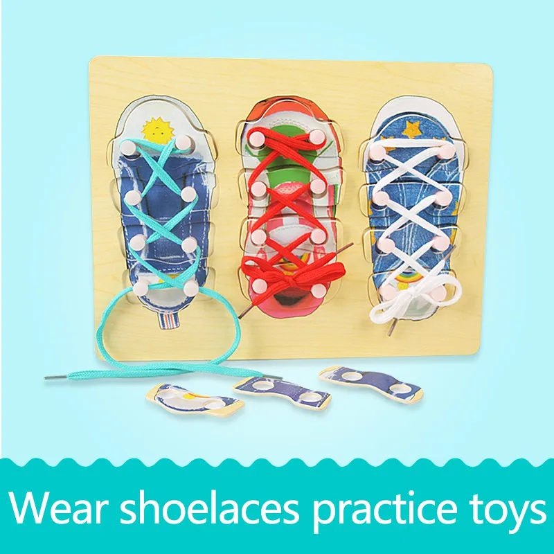 shoes board learn to wear shoelace Children wear shoes with practice ...
