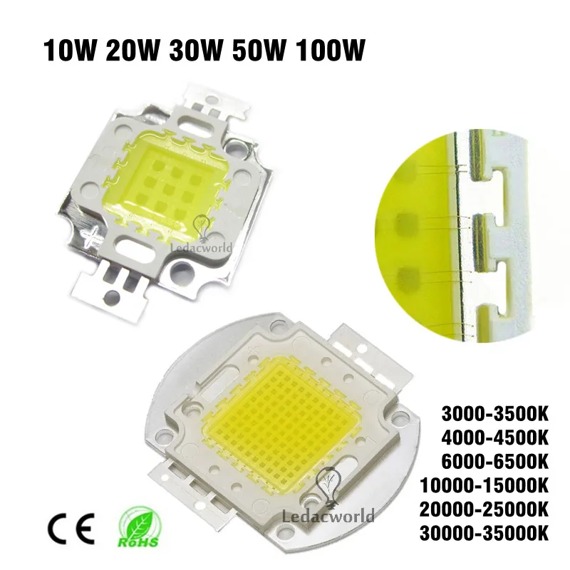 Chip LED de alta potencia, cuentas SMD COB integradas, 10W, 20W, 30W, 50W, 100W, Blanco cálido ...