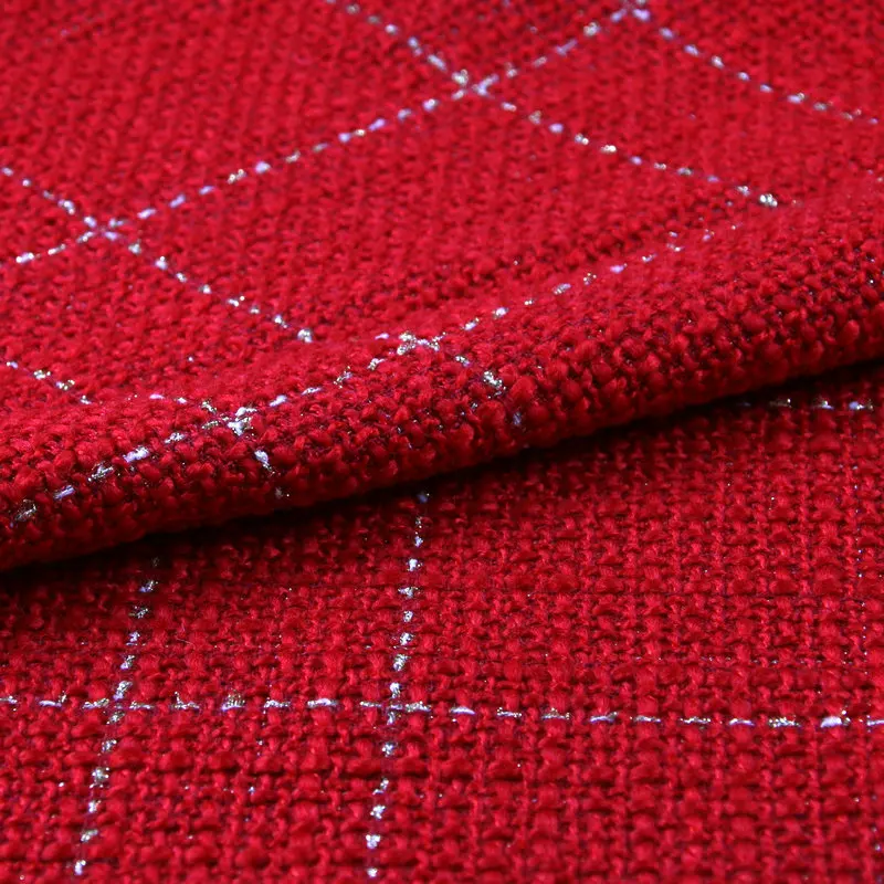 Fabric Materials Red and white tartan tweed fabric red and white ...