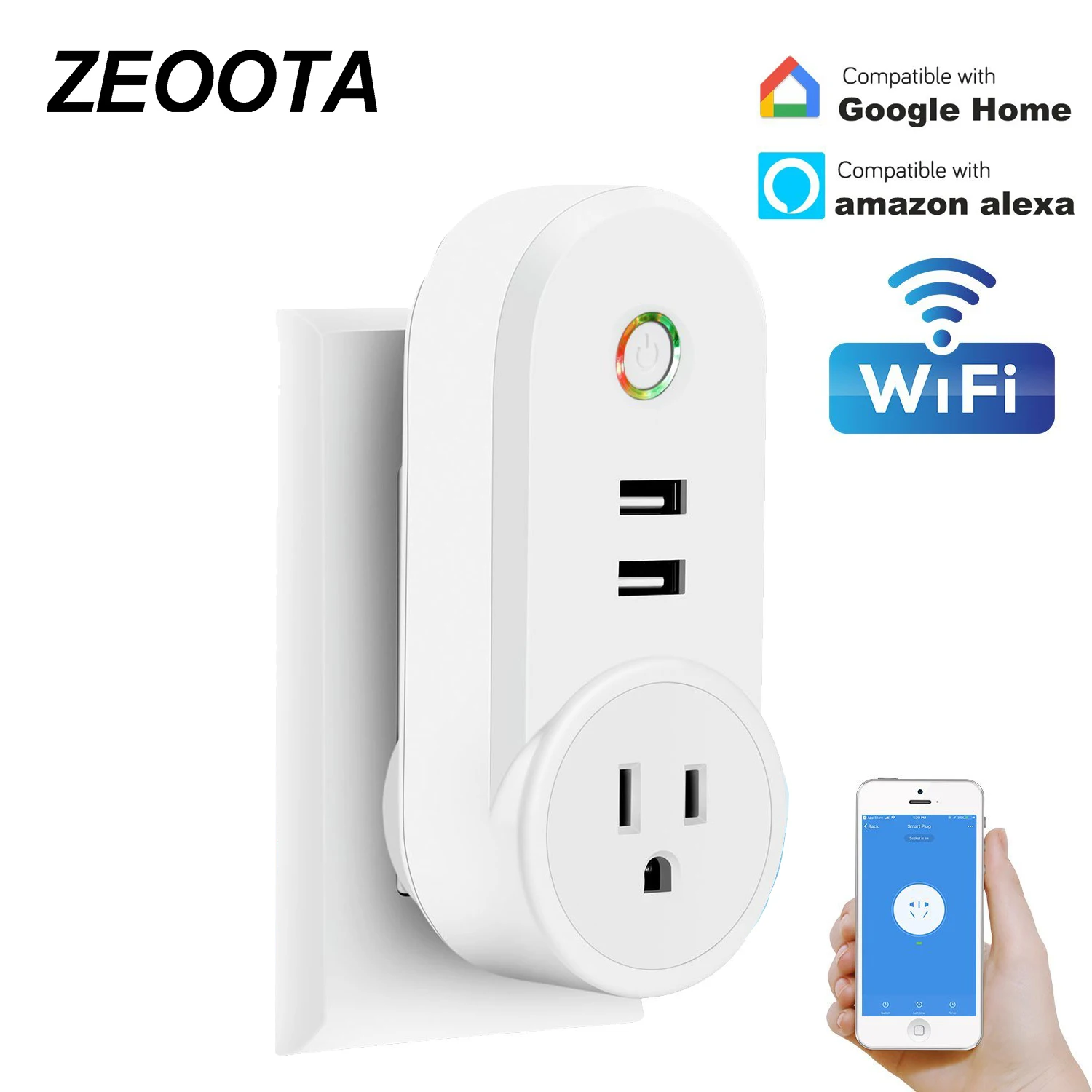 Smart Wifi Power Plug Socket with USB Switch Wireless Outlet APP/Voice ...
