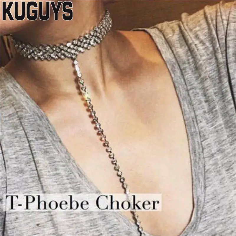 Kuguys Trendy Jewelry Gold Silver Crystals Chokers Necklaces Women