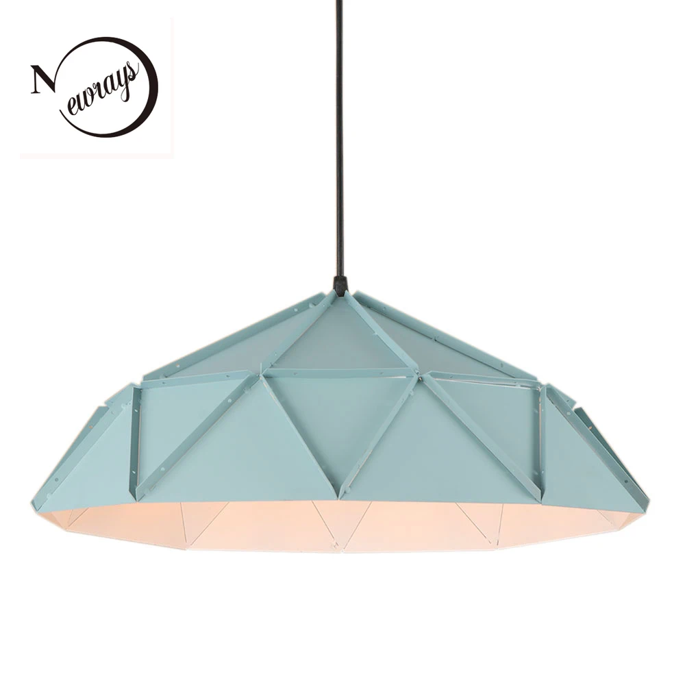 Industrial creative blue iron pendant light LED E27 loft modern painted ...