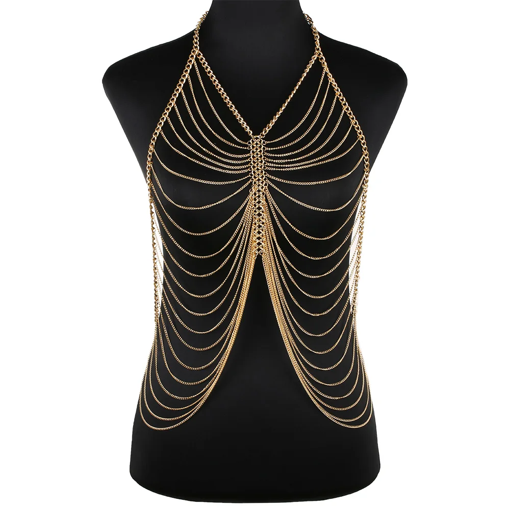Stylish Body Chain Necklace Harness Fringe Vest Bikini Chain Sexy Body