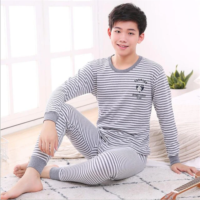 Teenager underwear set autumn winter cotton long johns for big boys ...