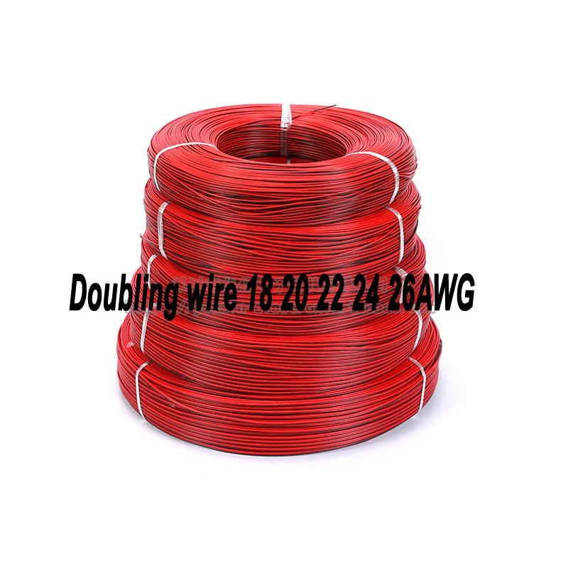 Free shipping 100M UL2468 doubling wire 18AWG 20AWG 22AWG 24AWG 26AWG Black&Red Tinned copper ...