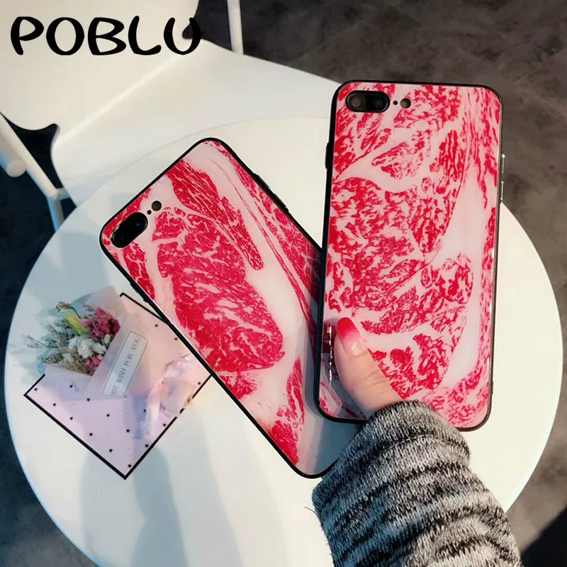 POBLU For iphone X Luxury Beef Salmon Phone For iphone 6S 7 8 Plus Back ...