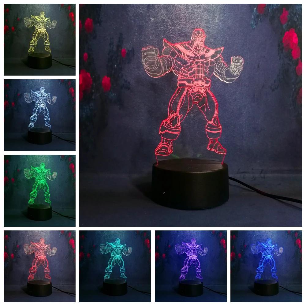 3D Marvel Movie Super Hero Thanos Night Light 7 Color Dream Change Boy ...