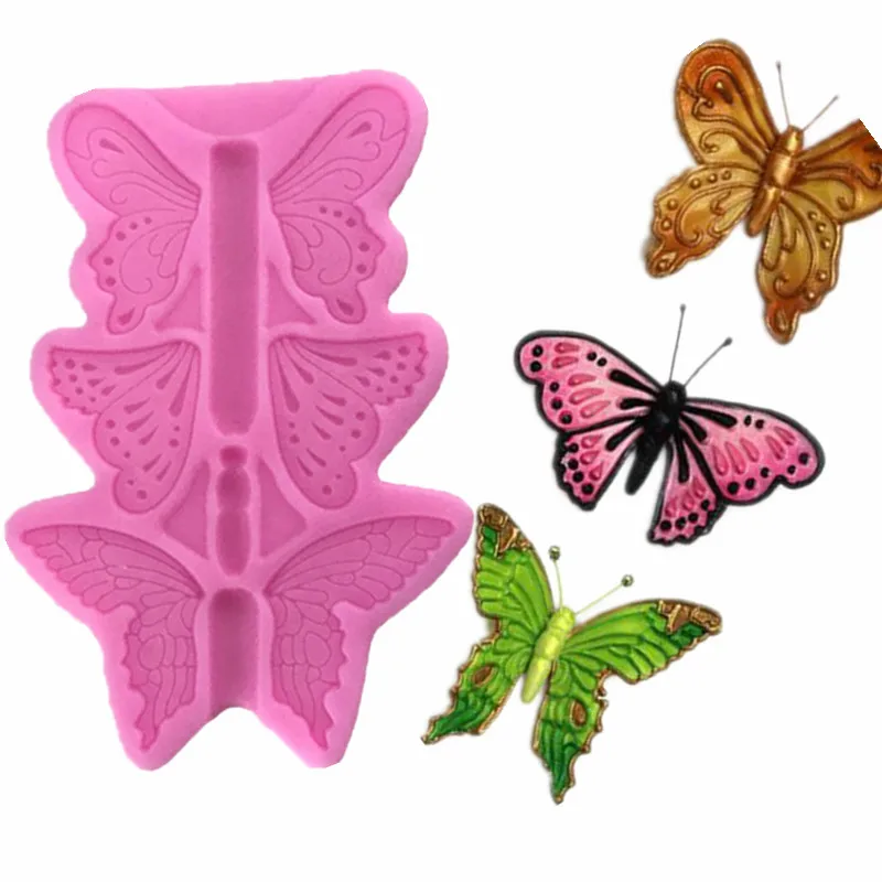 1pc Three Butterflies Shaped Silicone Cake Mold Kitchen Baking Mold Sugar Craft Fondant Cake