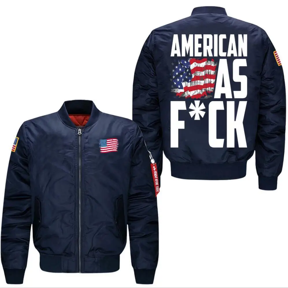 American As Fuck Spring Autumn Mens Leisure Jacket Collar Code Air