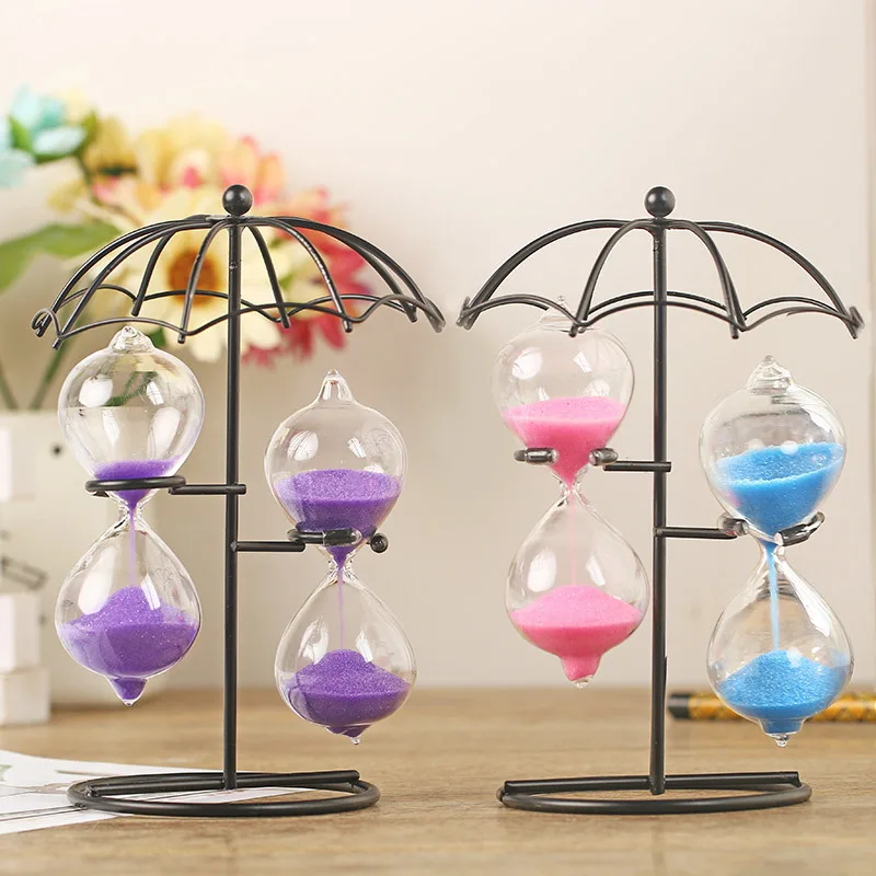 Home Table Tea Decoration Craft Iron Frame Sand Glass Hourglass Sand ...