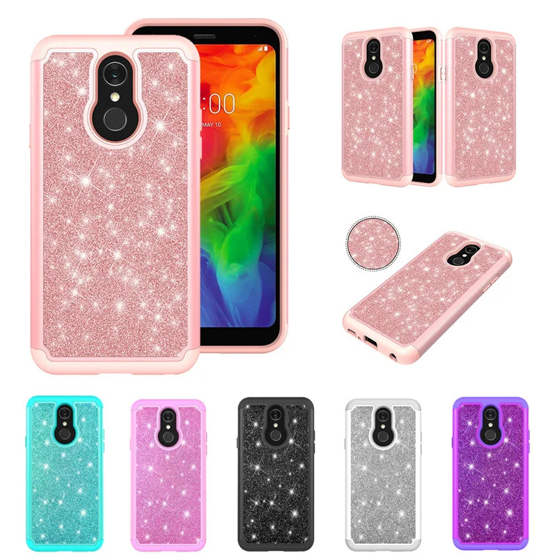 Luxury 2 in 1 PC+TPU Glitter Mobile Phone Silicone Cover Shell Coque ...
