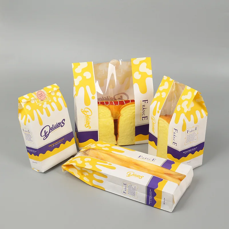 100pcs Fenestration baking packing bags,kraft paper sliced bread bag ...