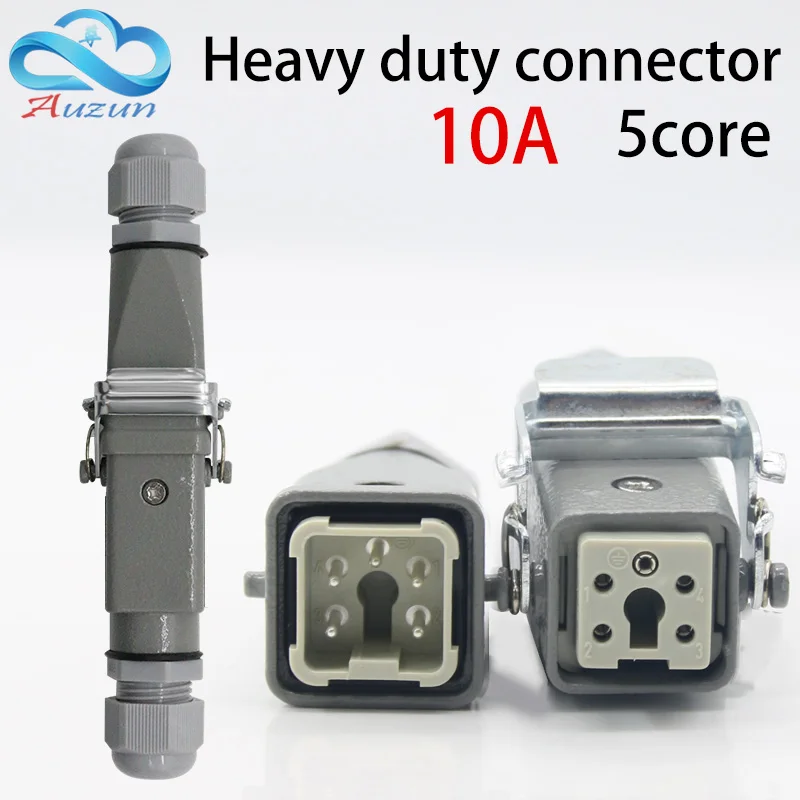 Heavy duty connector 5(4+ 1) 10A 250V HA 005 4 is connected to the hot ...