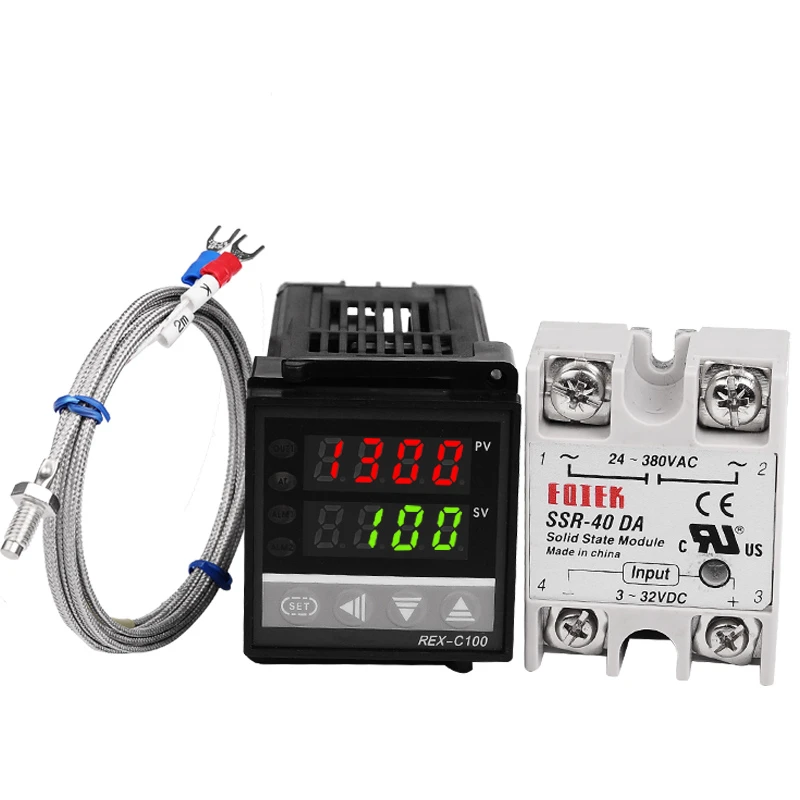 Set Of Pid Digital Temperature Thermostat Regulator Controller Rex-c100 With Ssr Output ...