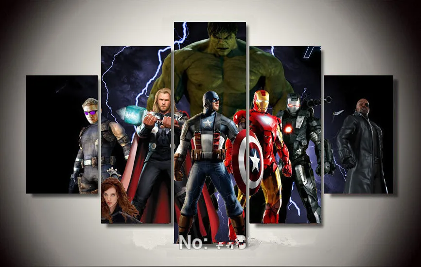 Framed Printed Avengers movie Group Painting on canvas room decoration ...