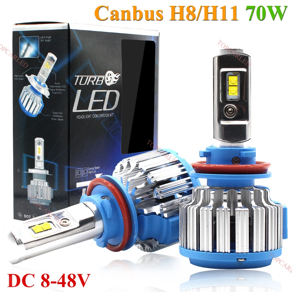 2pcs H8 H11 LED Car Headlights Bulbs 35W Canbus High Power Chips ...